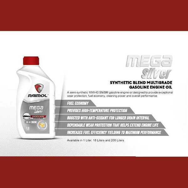 RAIMOL MEGA SILVER 1L 10W-40 SN SM CJ4 SYNTHETIC BLEND ENGINE OIL 1L ...