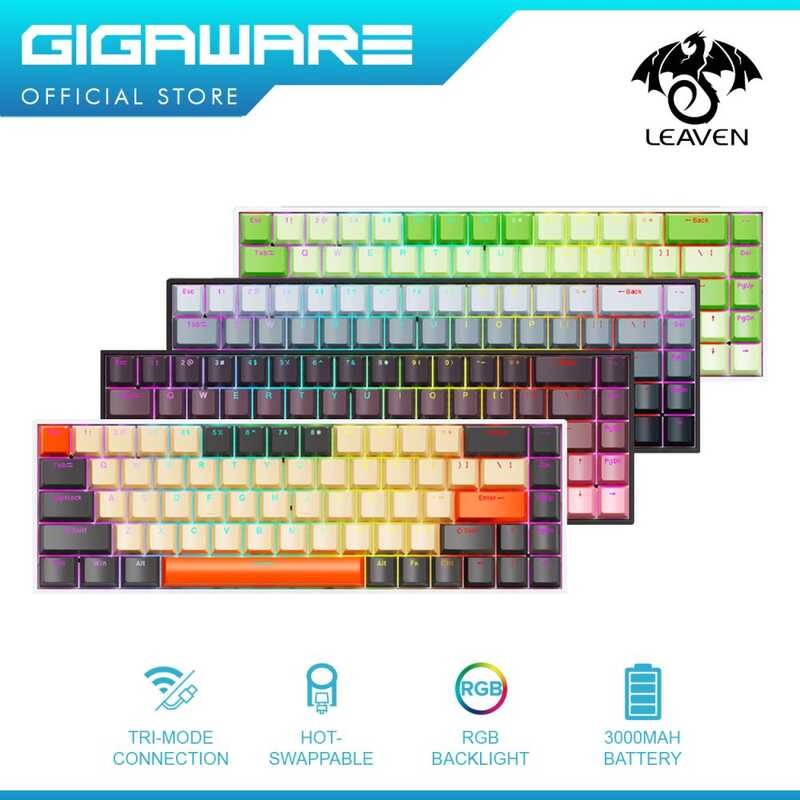 Leaven K68 68% Keys Tri-Mode RGB Hot-Swappable Mechanical Gaming ...