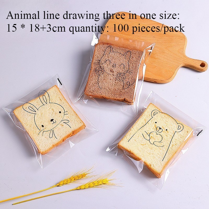 100Pcs Sandwich Wrapper Bag Sandwich Plastic Packing Loaf Bread ...