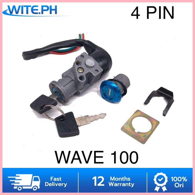 WAVE 100 IGNITION SWITCH WITH SEAT LOCK 4 PIN MAIN SWITCH MOTORCYCLE ...