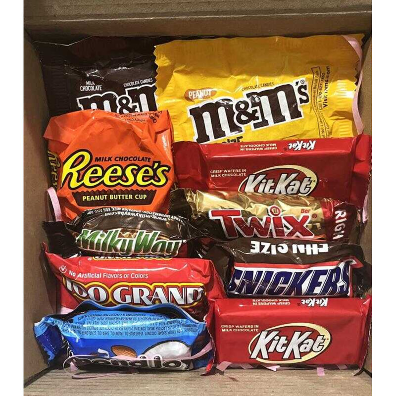 CHOCOLATE GIFT BOX SMALL IMPORTED 10 PIECES M&M KITKAT SNICKERS Reese's ...