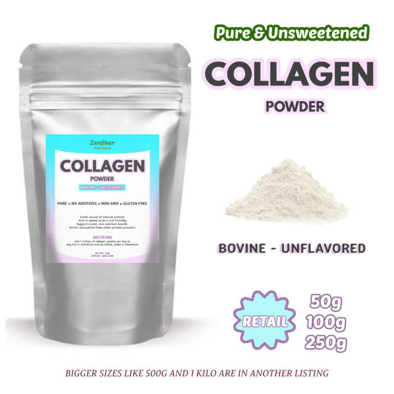 Zenfiber Organiques Pure Collagen Powder - Bovine Unsweetened -50G/100G ...