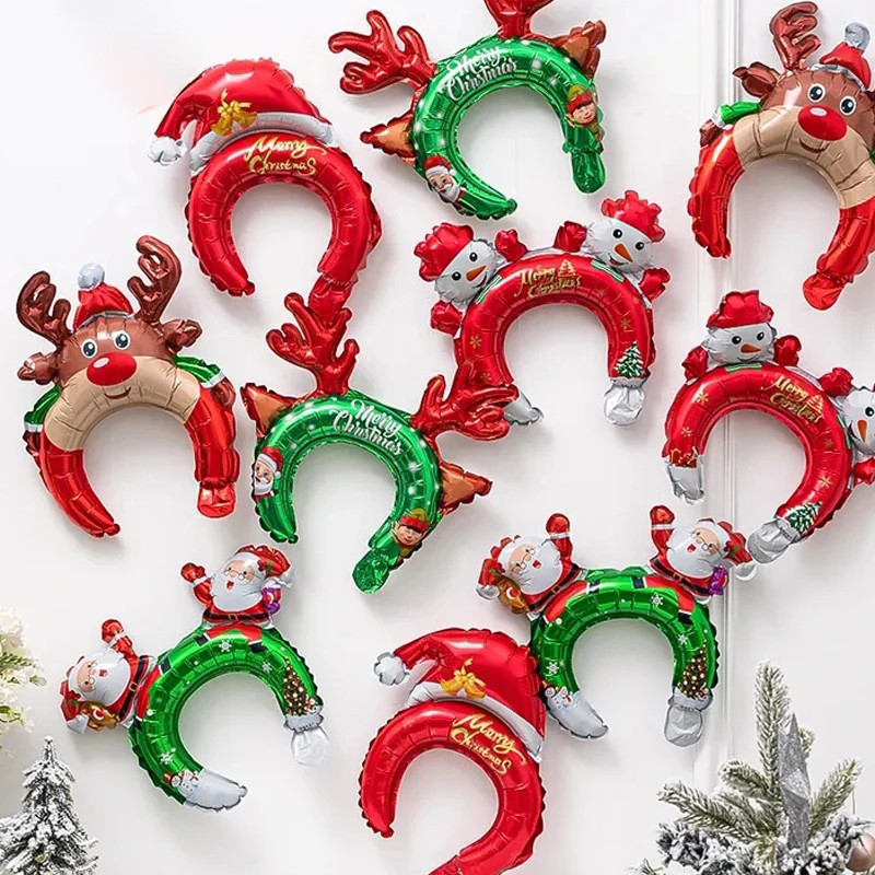 5-30pcs Christmas Aluminum Film Balloon Headbands - Cartoon Santa Claus ...