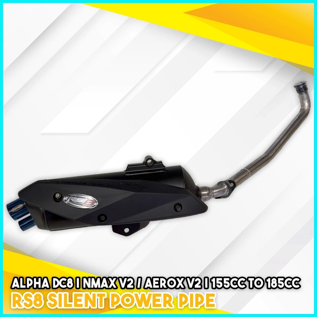 RS8 DC8 ALPHA SILENT POWER PIPE NMAX V2/AEROX V2 & CLICK 125 (155CC ...