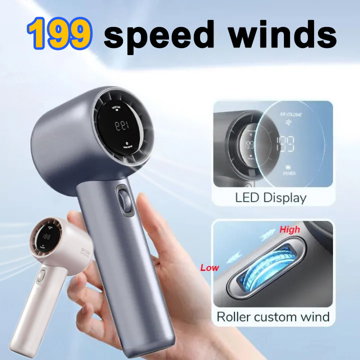 Mini Fan Rechargeable Handheld Jet Fan Strong Wind 100 Gear Wind Speed ...