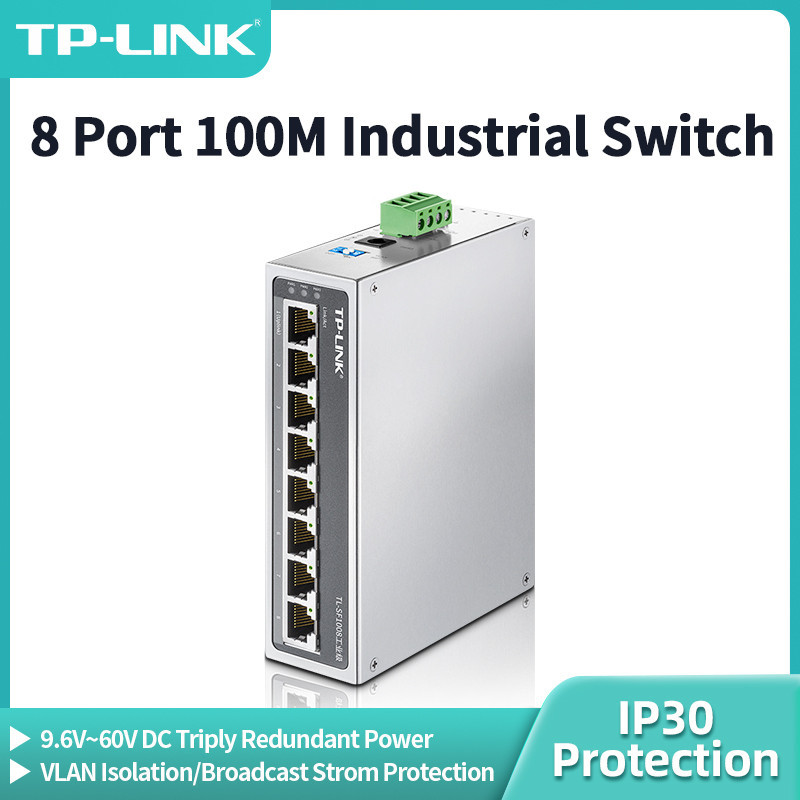 TP-Link 8 Port 100M Industrial Ethernet Switch 100Base-T Switcher DIN ...