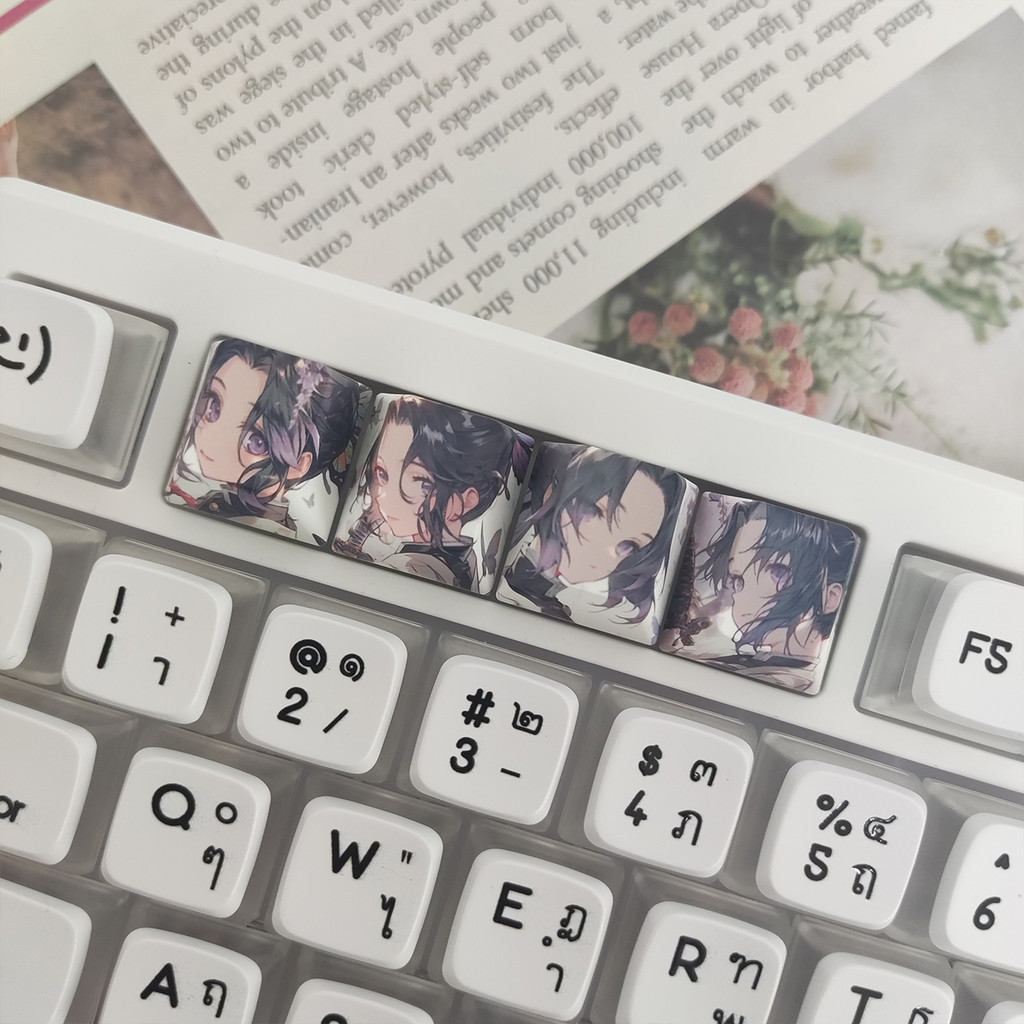4pcs Demon Slayer Keycap Cherry R4 PBT Dye Sublimation Mechanical ...