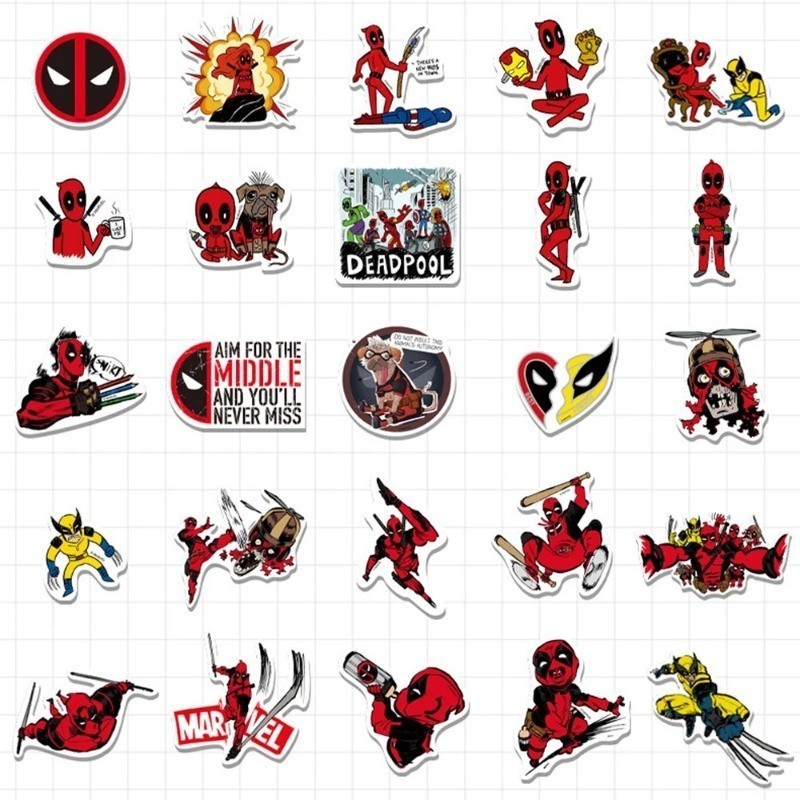 50PCS Deadpool 3 The Avengers Deadpool Wolverine Stickers for Kids DIY ...