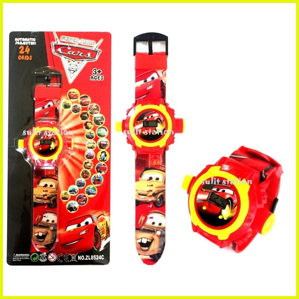 PIXAR CARS LIGHTNING McQUEEN KIDS DIGITAL LED LIGHTED PROJECTOR WATCH ...