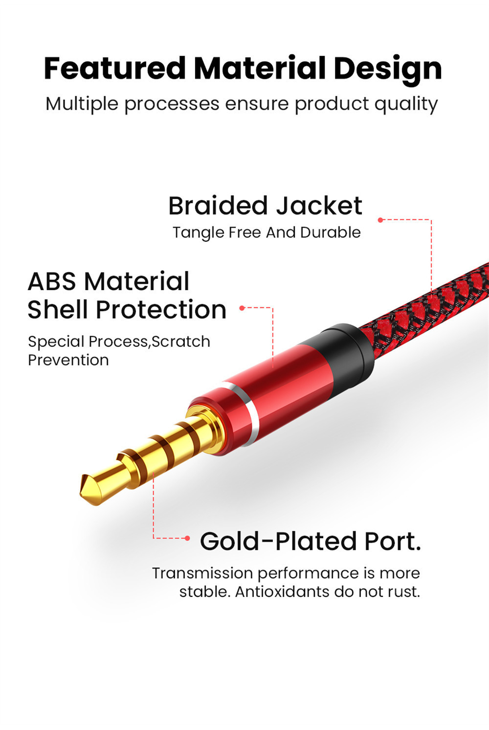 Universal Aux Cable 1.5Meter Jack 3.5mm Audio Cable Nylon Braid 3.5mm ...