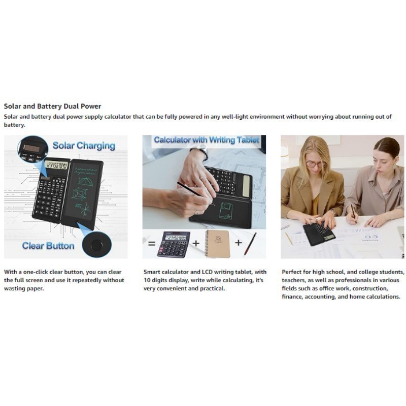 Scientific Calculator 3 in 1 Foldable Student Calculator Handheld Math ...