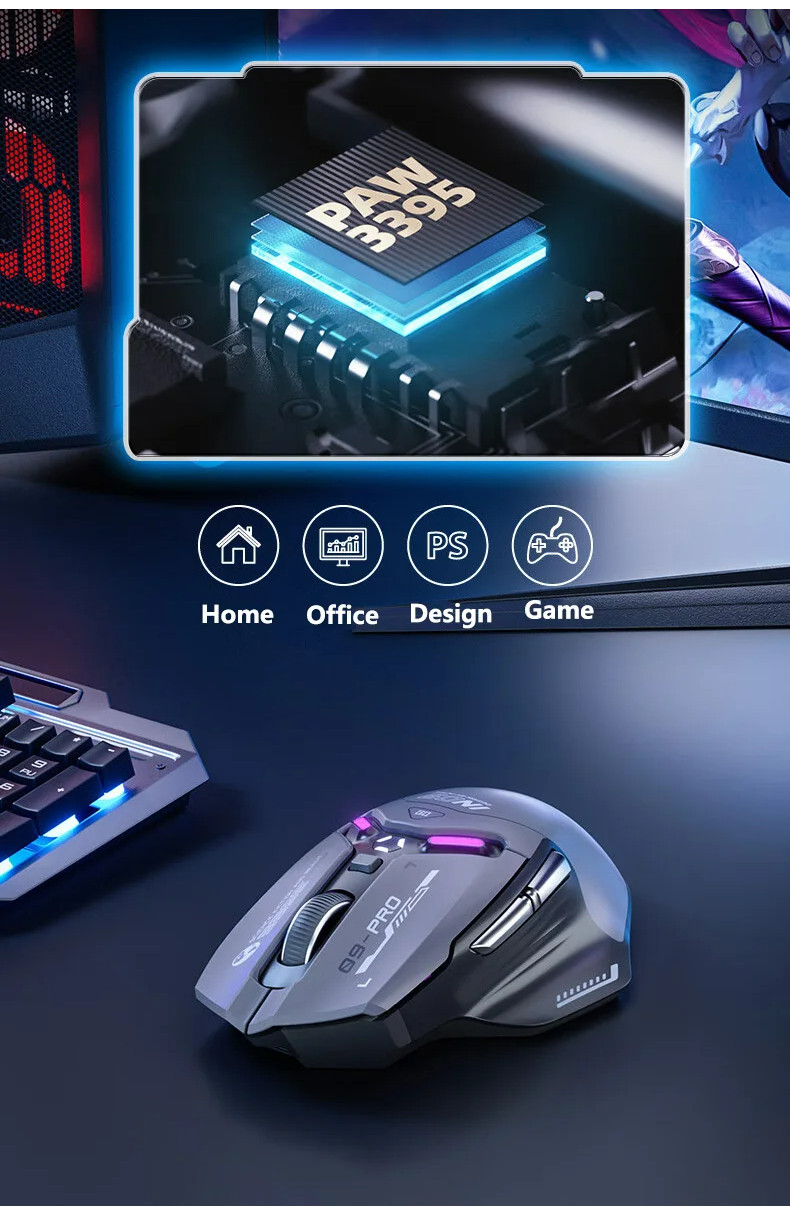 Inphic IN9 PRO Bluetooth Mouse Rechargeable 2.4G Wireless 26000DPI RGB ...