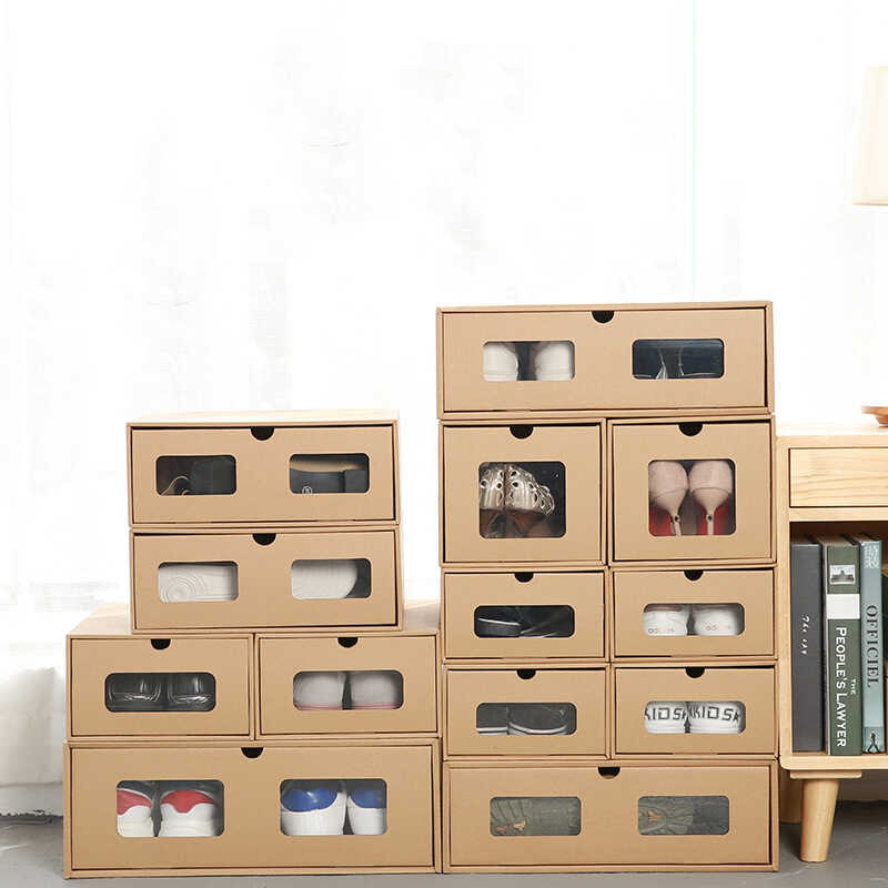 Kraft Bagong Paper Shoe Boxes DIY Multifunction Foldable Eco-Friendly ...