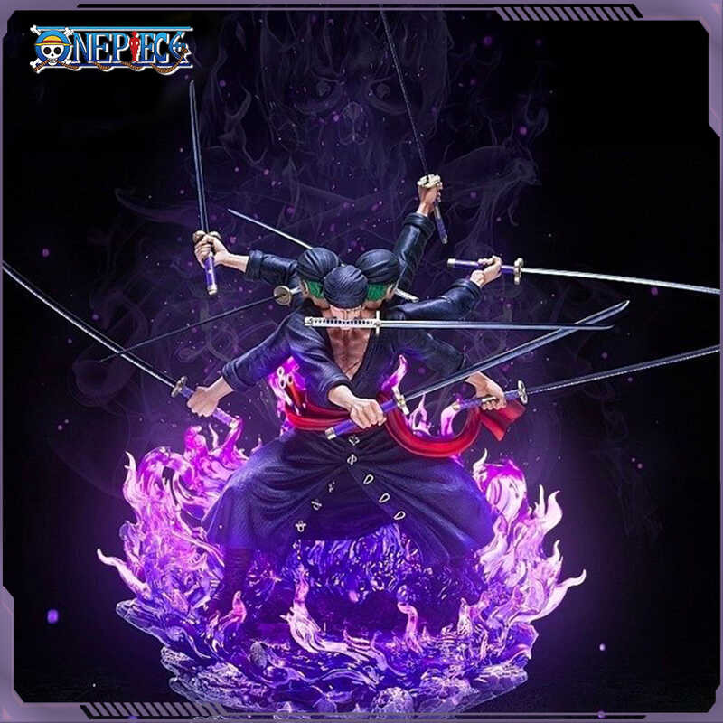 40Cm One Piece Zoro Anime Figures Wano Onigashima PVC Swords Style ...