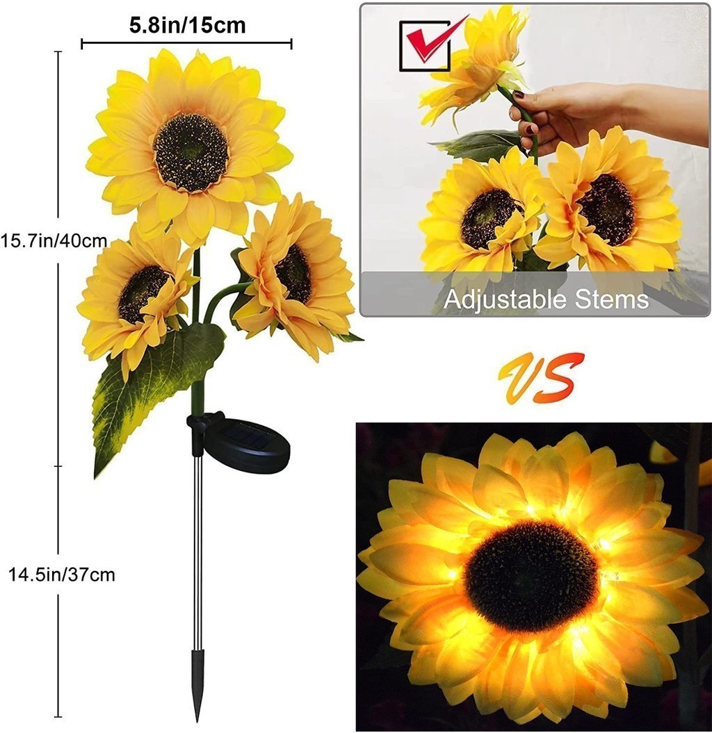 LED Solar Sunflower Garden Lights Outdoor Waterproof for Home Garden ...