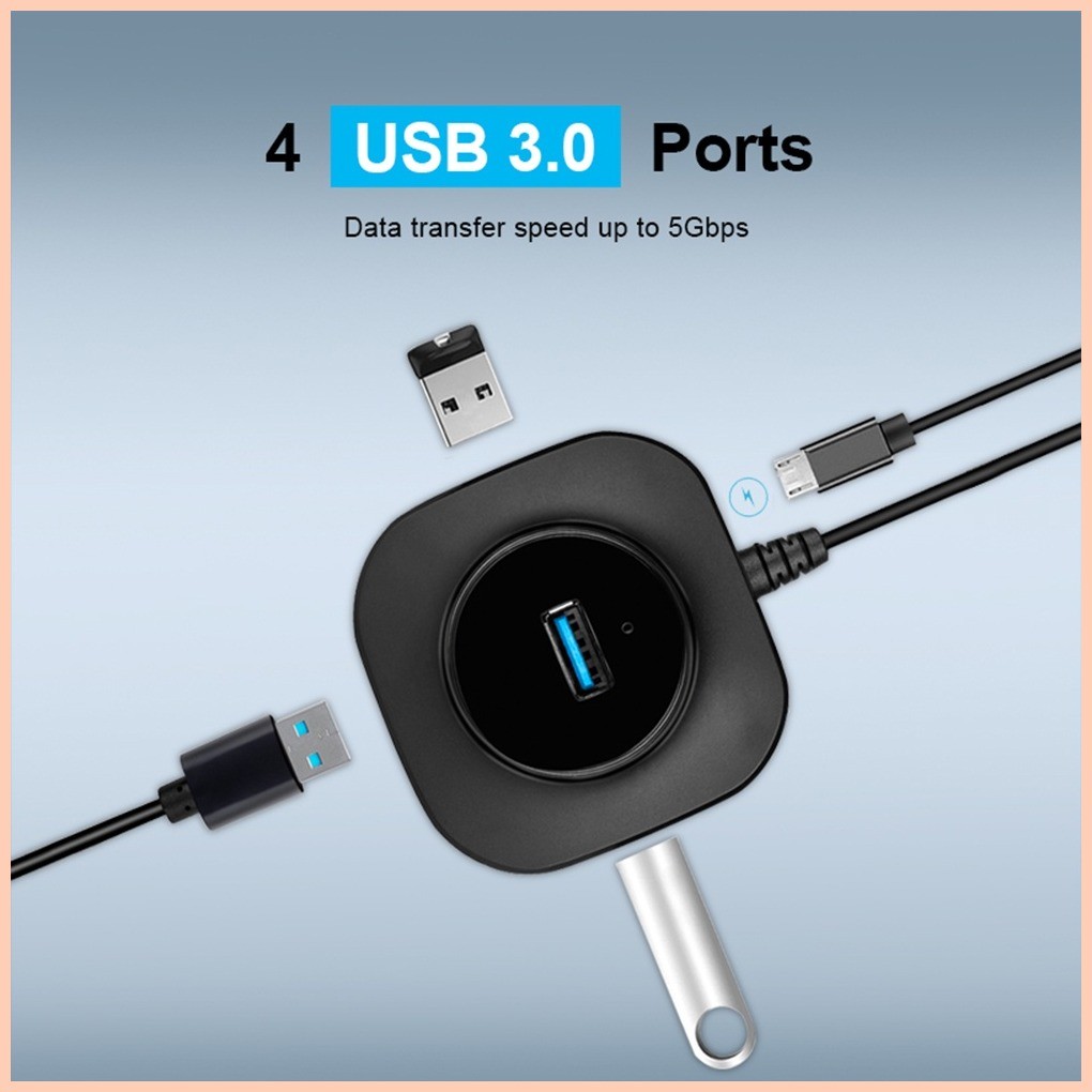 § 3.0 USB Hub with 4-Port Data Hub Extension Converter Adapter for NoteBook Laptop PC Mobile HD ...