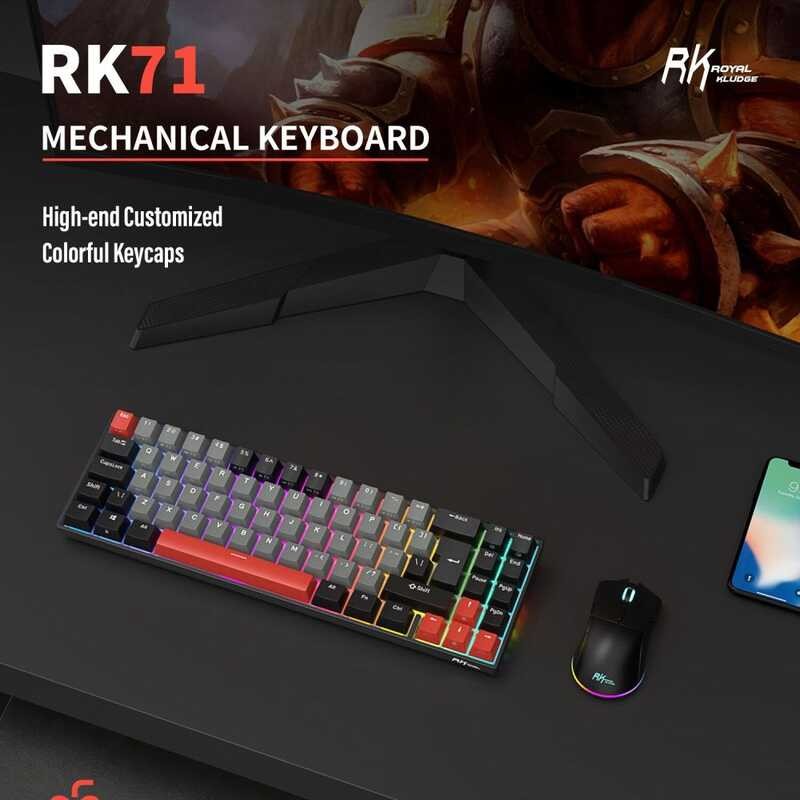 ROYAL RK KLUDGE Rk71 Nical Gaming Keyboard 71 Keys Wireless Hot ...