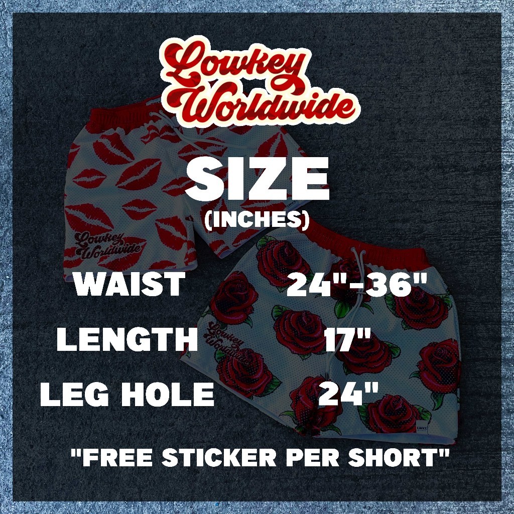 LOWKEY WORLDWIDE ( KISS & ROSE ) FULL SUBLI MESH SHORTS DOBLE LINING ...