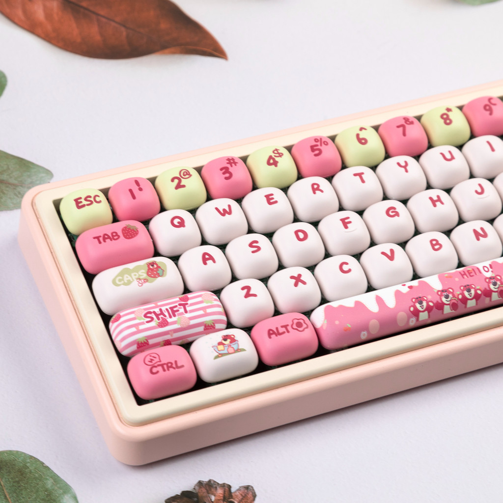 Strawberry Bear Keycaps MOG Profile Cute Round PBT DYE-Sublimation for ...