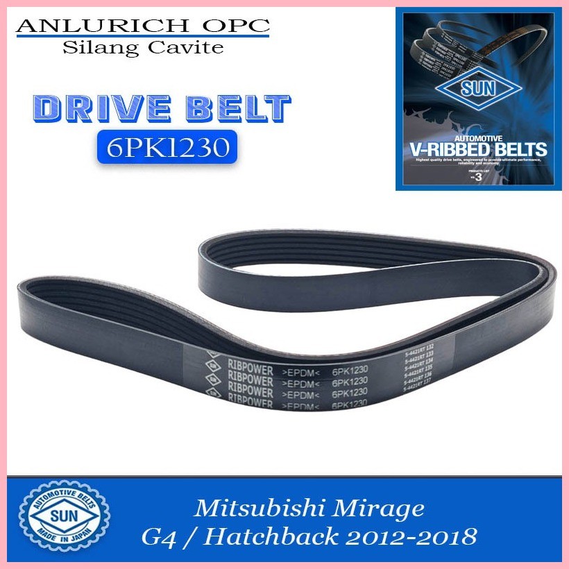 DRIVE BELT MITSUBISHI MIRAGE HATCHBACK / G4 2012-2018 6PK1230 SUN (ALT ...