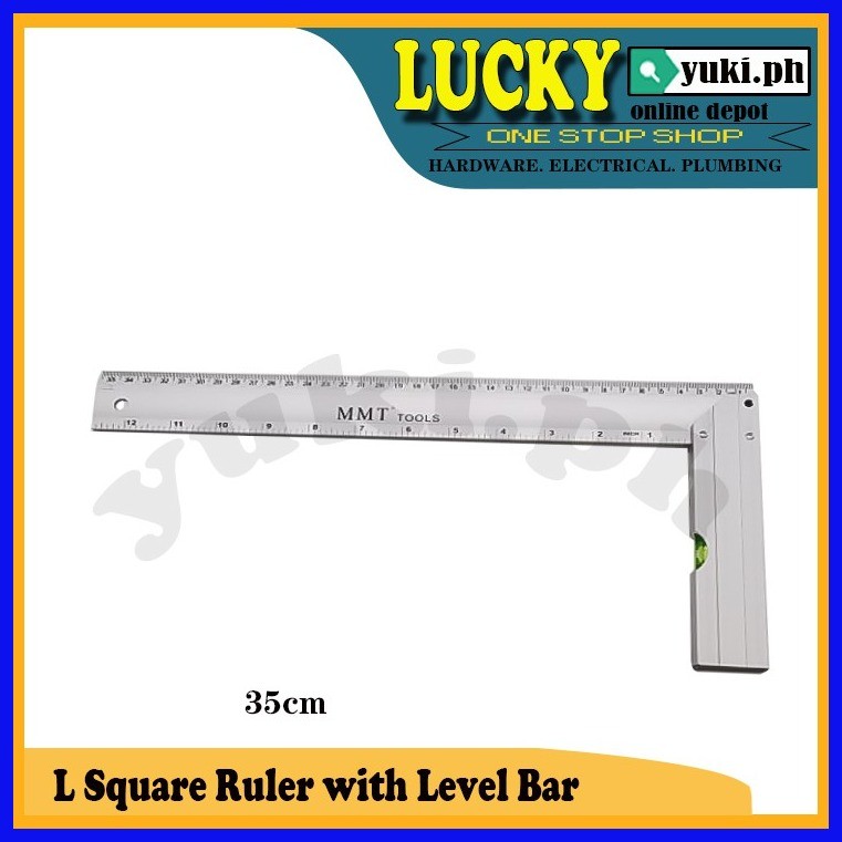 ∭ ALUMINUM SQUALA L-SQUARE ANGLE RULER WITH LEVEL BAR (sizes: 20cm/25cm ...