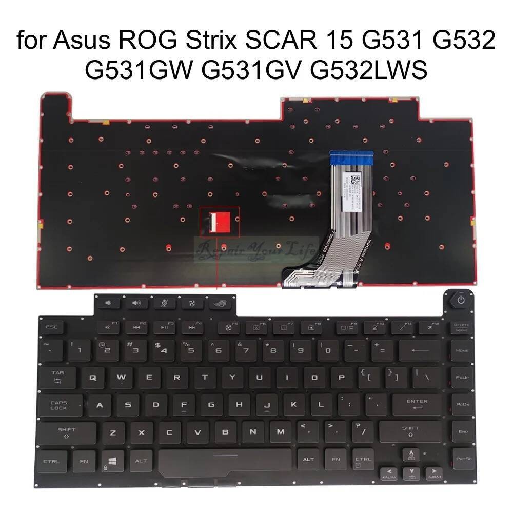 RGB US Backlit Keyboard for ASUS ROG Strix G531 G531GW G531GV G531GT ...