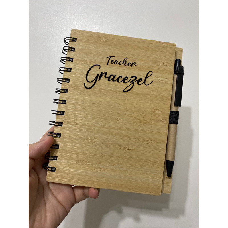 Customized Laser Engraved Notebook and Wooden Pen Set | Shopee Philippines