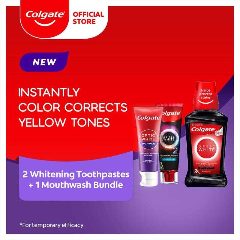 Colgate Optic White Whitening Toothpaste Purple, Color-Corrects Yellow ...