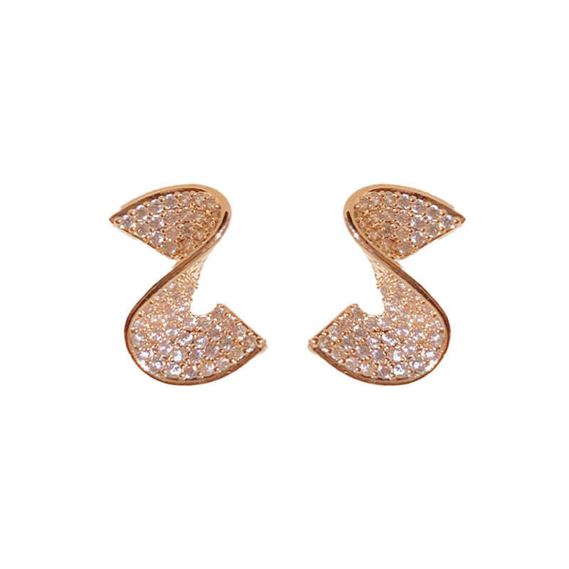 S Silver High-end Needle Exquisite Micro-inlaid S-shaped Earrings Light ...