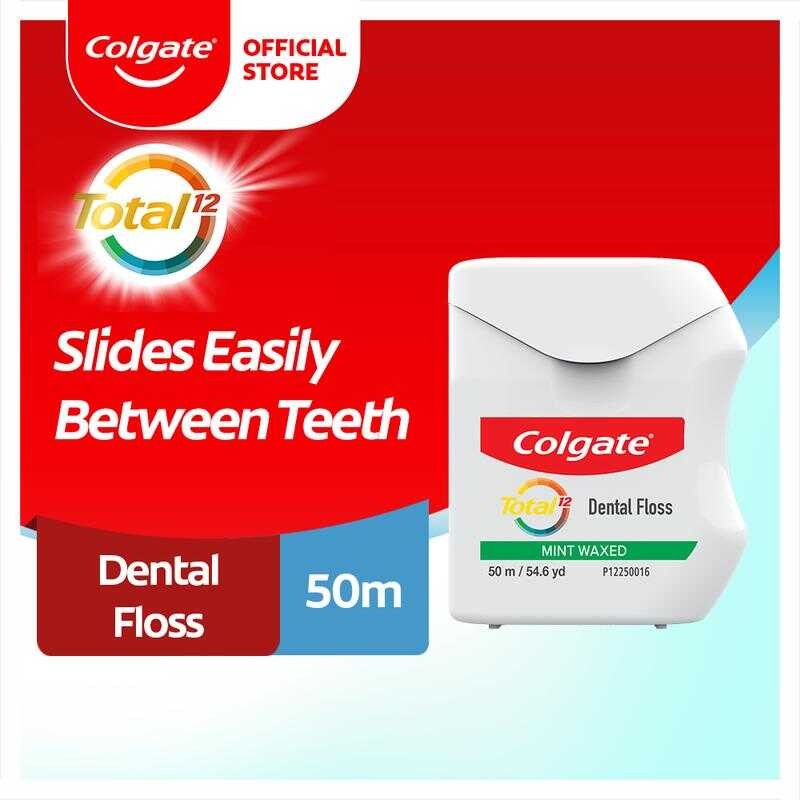 Asz-118 Colgate Total 12 Mint Waxed Dental Floss, 50M 4Cf | Shopee ...