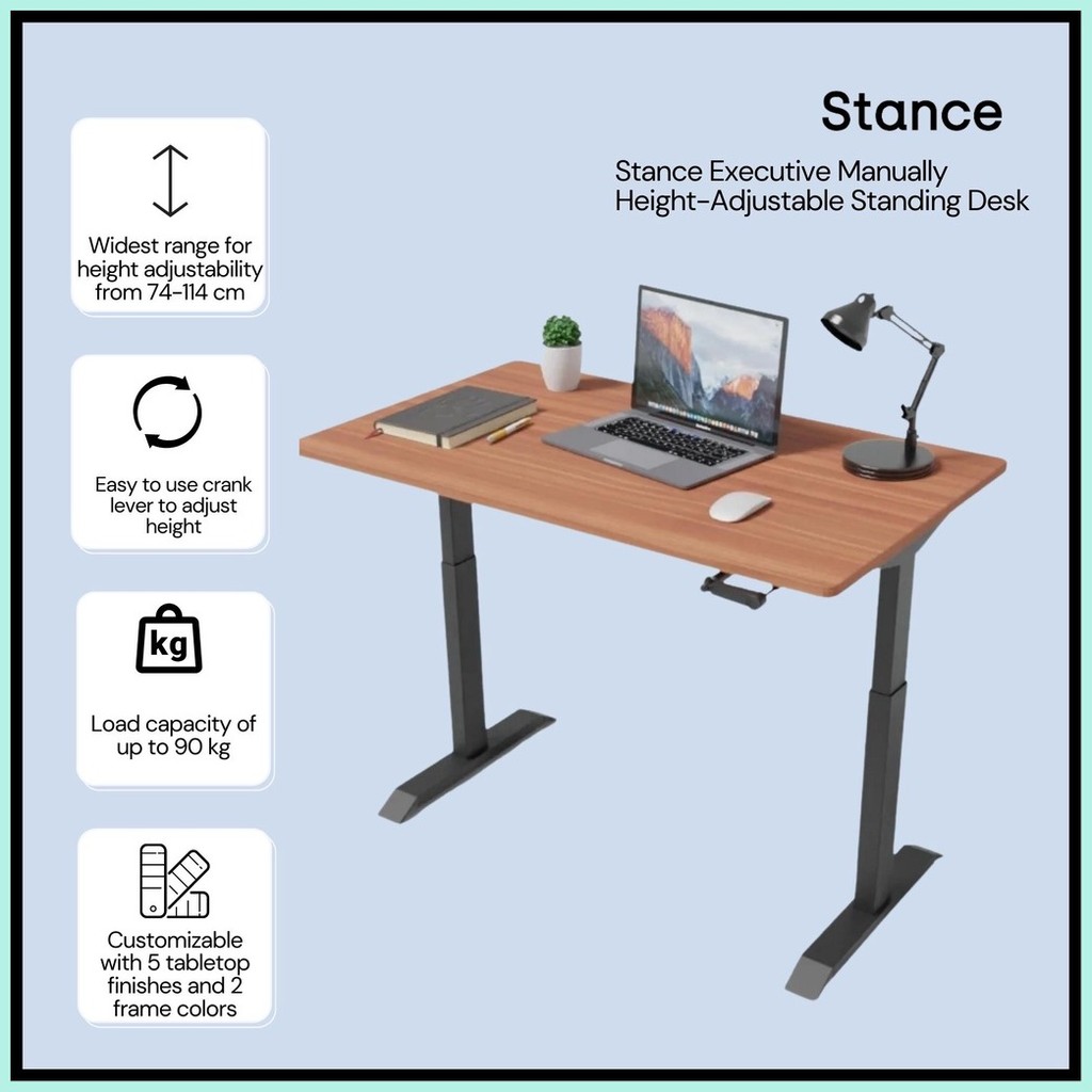 Stance Executive Manually Height-Adjustable Ergonomic Standing Desk ...