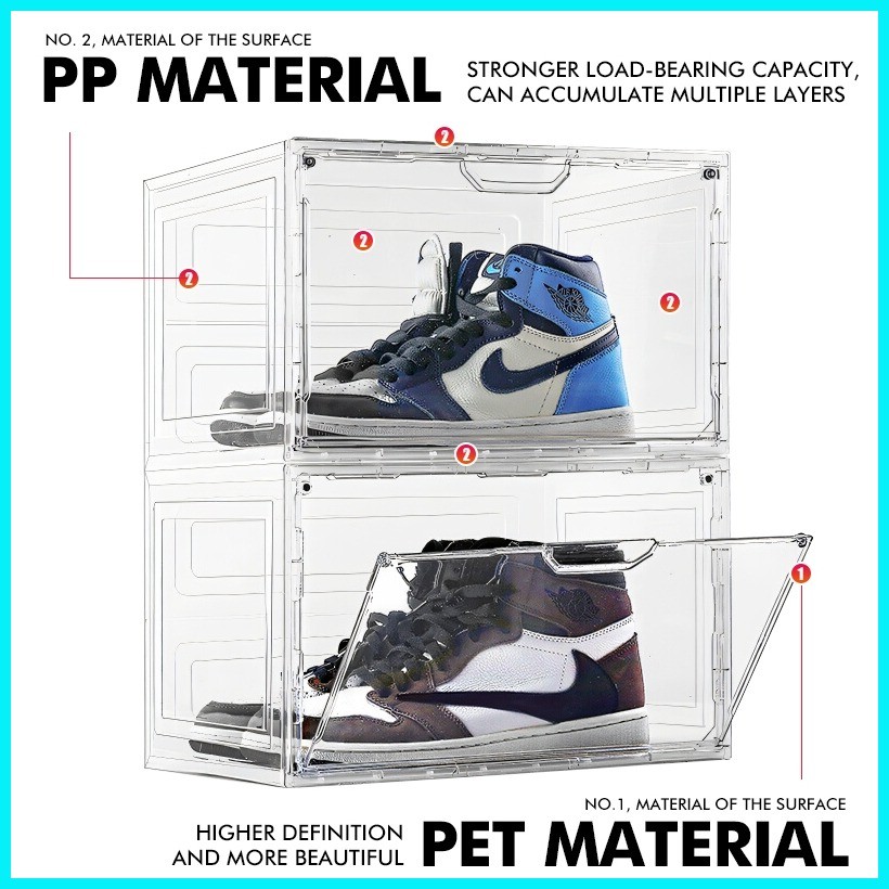 DSL Acrylic Shoe Box Stackable Magnetic Shoe Rack Transparent Storage ...