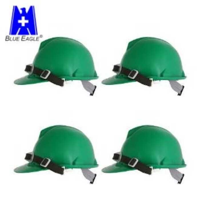 4 PCS. Blue Eagle Construction Green Helmet / Hard for Head Protection with FREE CHINSTRAP ...