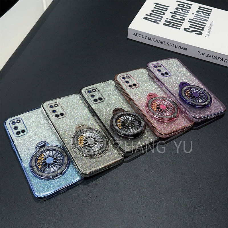 Casing OPPO A52 A92 phone case electroplated 3D turntable bracket soft ...