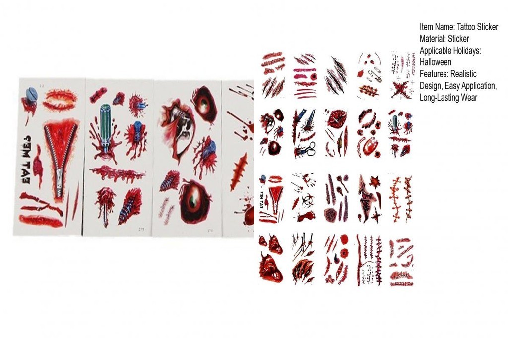 weimeiyu Zombie Bite Tattoo Cosplay Realistic Fake Blood Scars ...