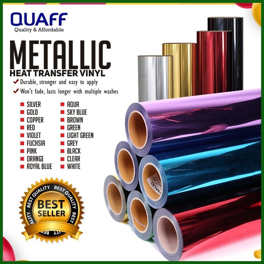 QUAFF Metallic Heat Transfer Vinyl Cutter Plotter Cuttable DIY Design ...