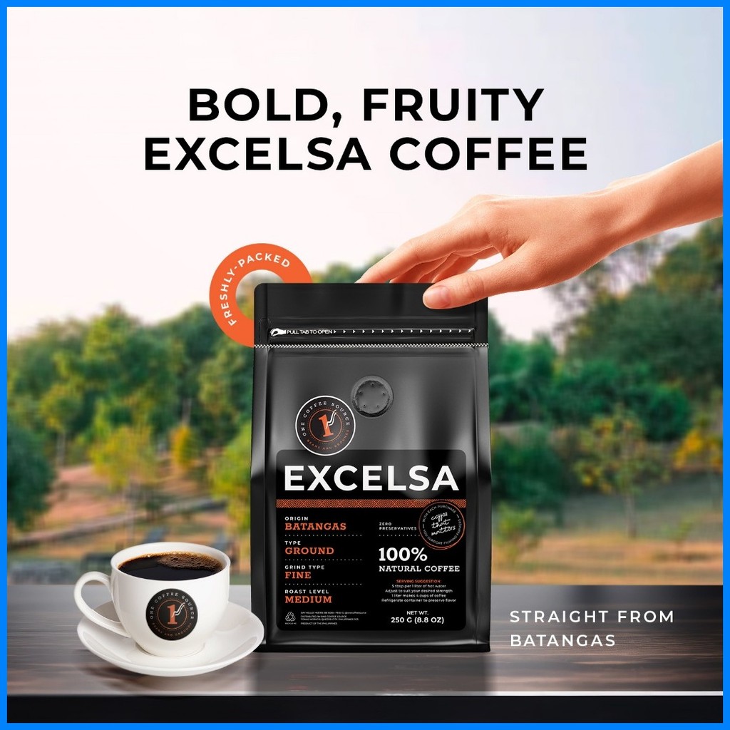 ♒ ONE COFFEE SOURCE Excelsa Coffee from Batangas, Medium Roast, Ground ...