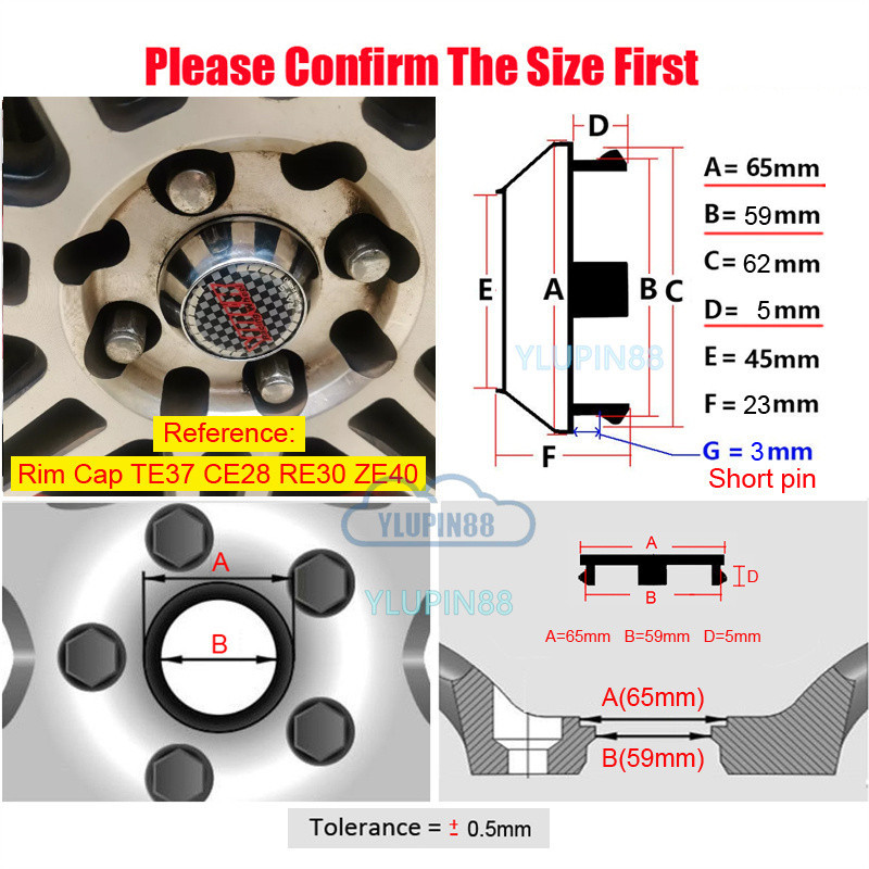 4pcs Rays Volk Racing Car Wheel Center Cap Cover 65mm Rays CE28 TE37 ...