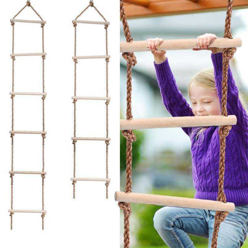 Fiess Kids Wooden Ladder Multi Rungs Climbing Game Toy Outdoor Training ...