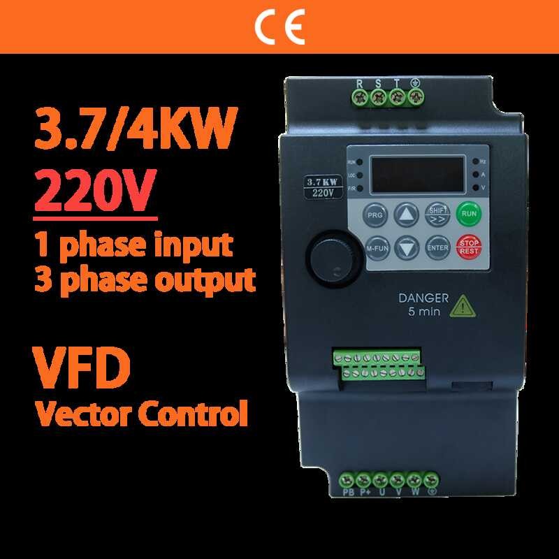 3.7Kw 5Hp 々 220V 1 Phase Input 3 Ph Output Economical Mini VFD Variable Frequency Drive Converte ...