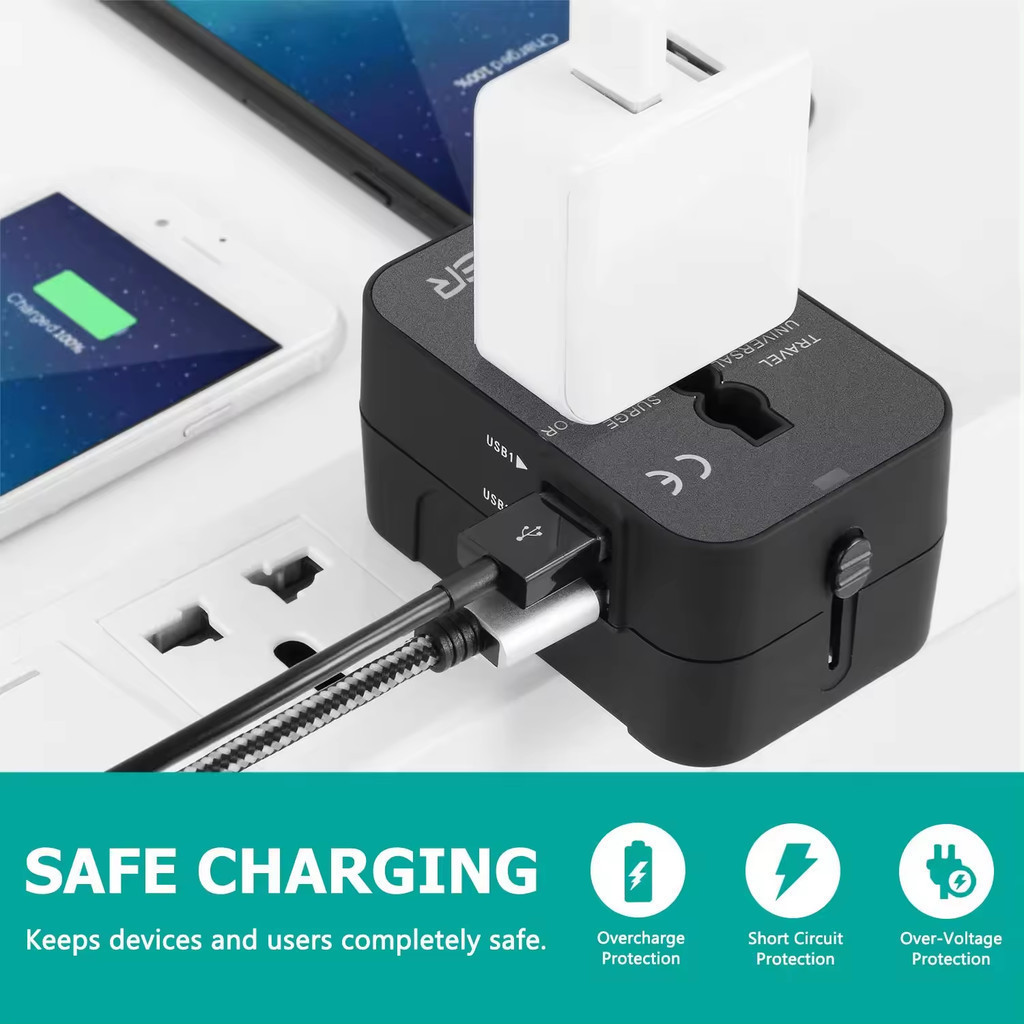 All In One Universal Charging Converter,Travel Adapter Plug with USB ...