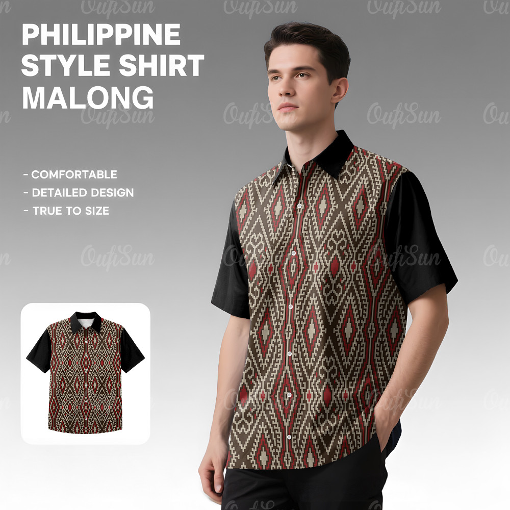 Philippine Malong Shirt with Black Contrast Elements Intricate ...