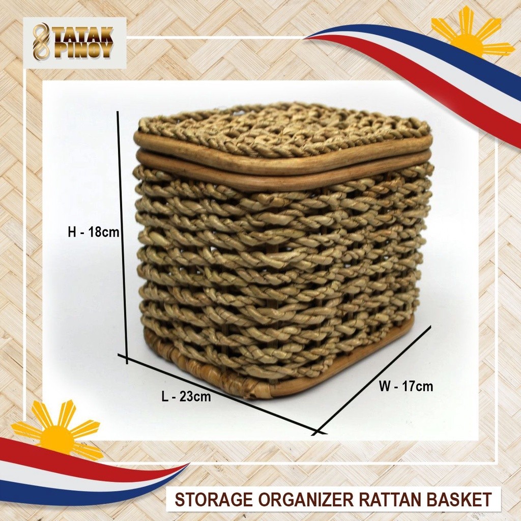 TATAK PINOY Rattan Basket Storage Baskets Shelf Organizer Container ...