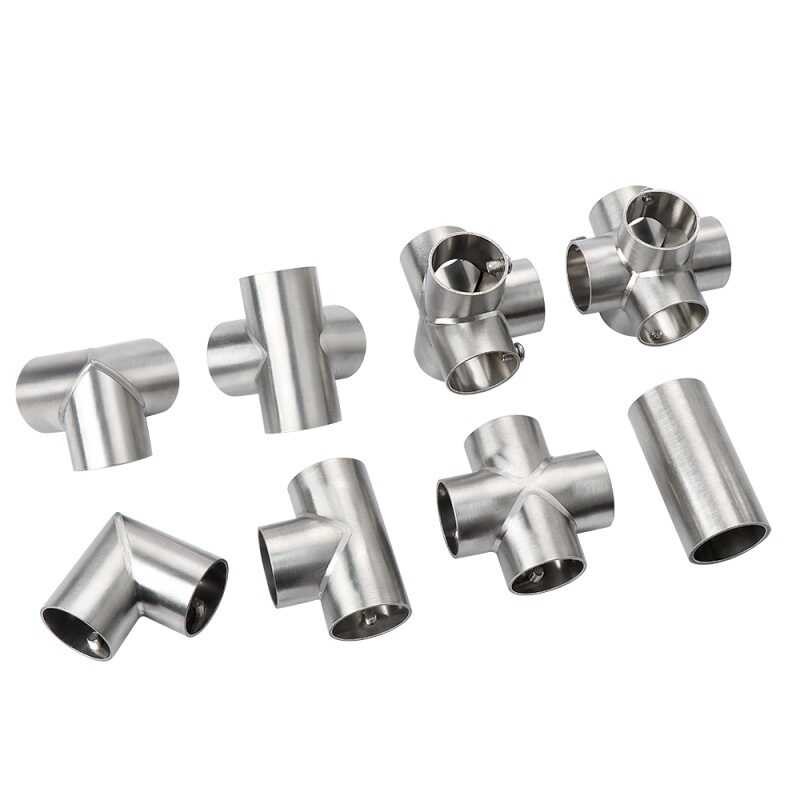 Steel Round Stainless Pipe Connector Steel Pipe Fittings Clothes Rack ...