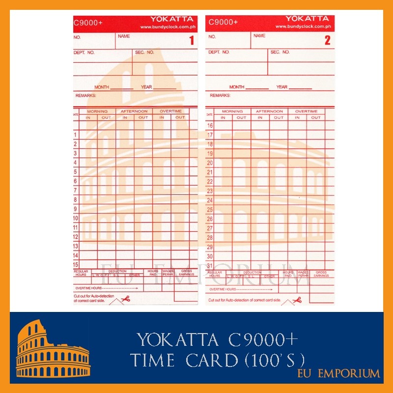 Yokatta C9000+ Standard Time Card Bundy Clock Attendance Recorder DTR ...