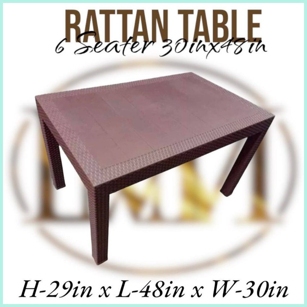 JOLLY - RATTAN DINING TABLE SET 6 SEATER (Top glass not including ...