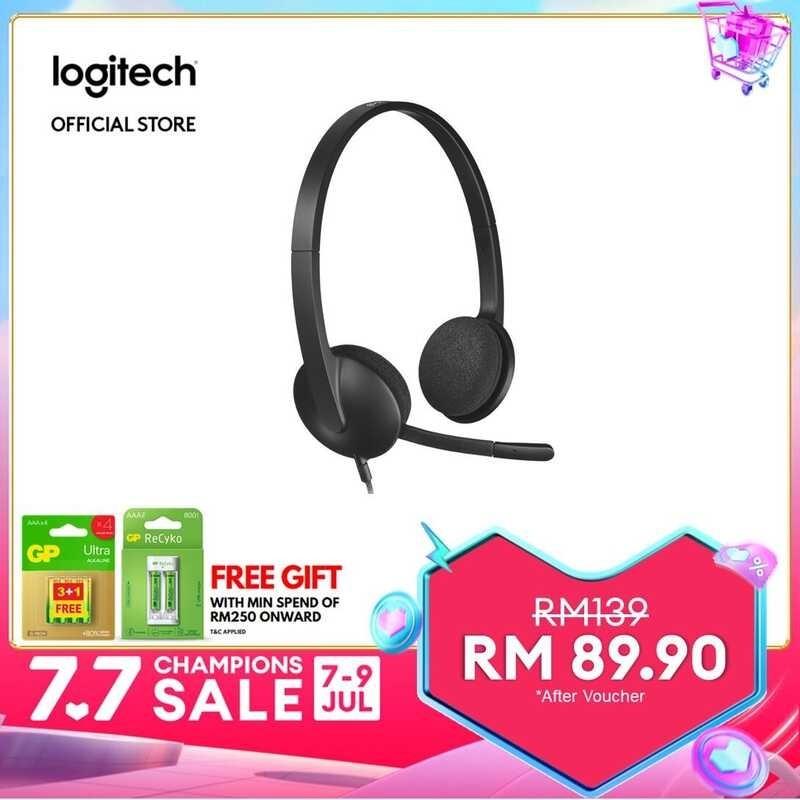 Logitech H340 Wired Headset, Stereo Headphones with Noise-Cancelling ...