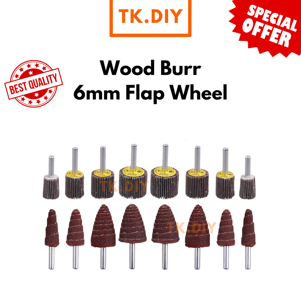 6mm Sanding Sandpaper Burr Flap Wheel Grinding Head Grinder Burr ...