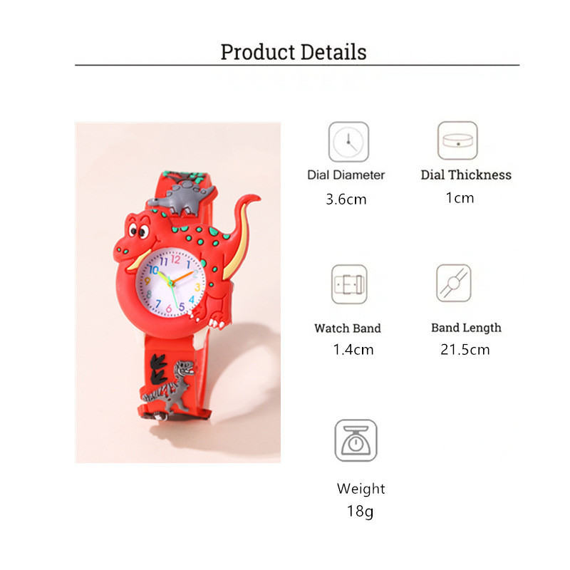 Kegllect Dinosaur Children's Cartoon Quartz Watch Kids Silicone Watches ...