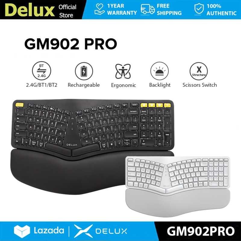 Gm902pro Delux Bluetooth 2.4G Wireless Ergonomic Keyboard 101 Keys ...
